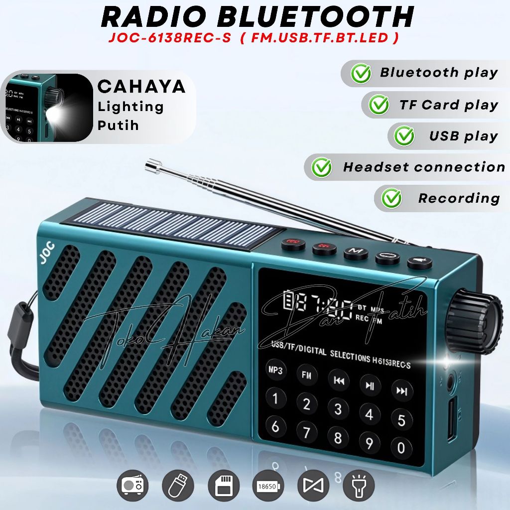 Jual Radio bluetooth JOC-6138REC-S , Desain ringkas dan mudah dibawa ke ...