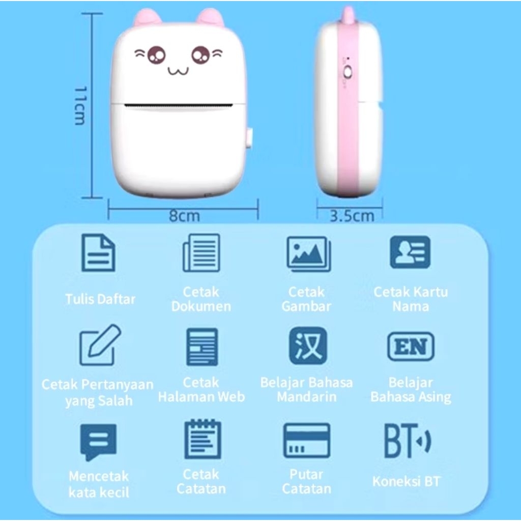 Jual Cute Printer Thermal Connect Bluetooth Untuk Mencetak ( Chat utk ...