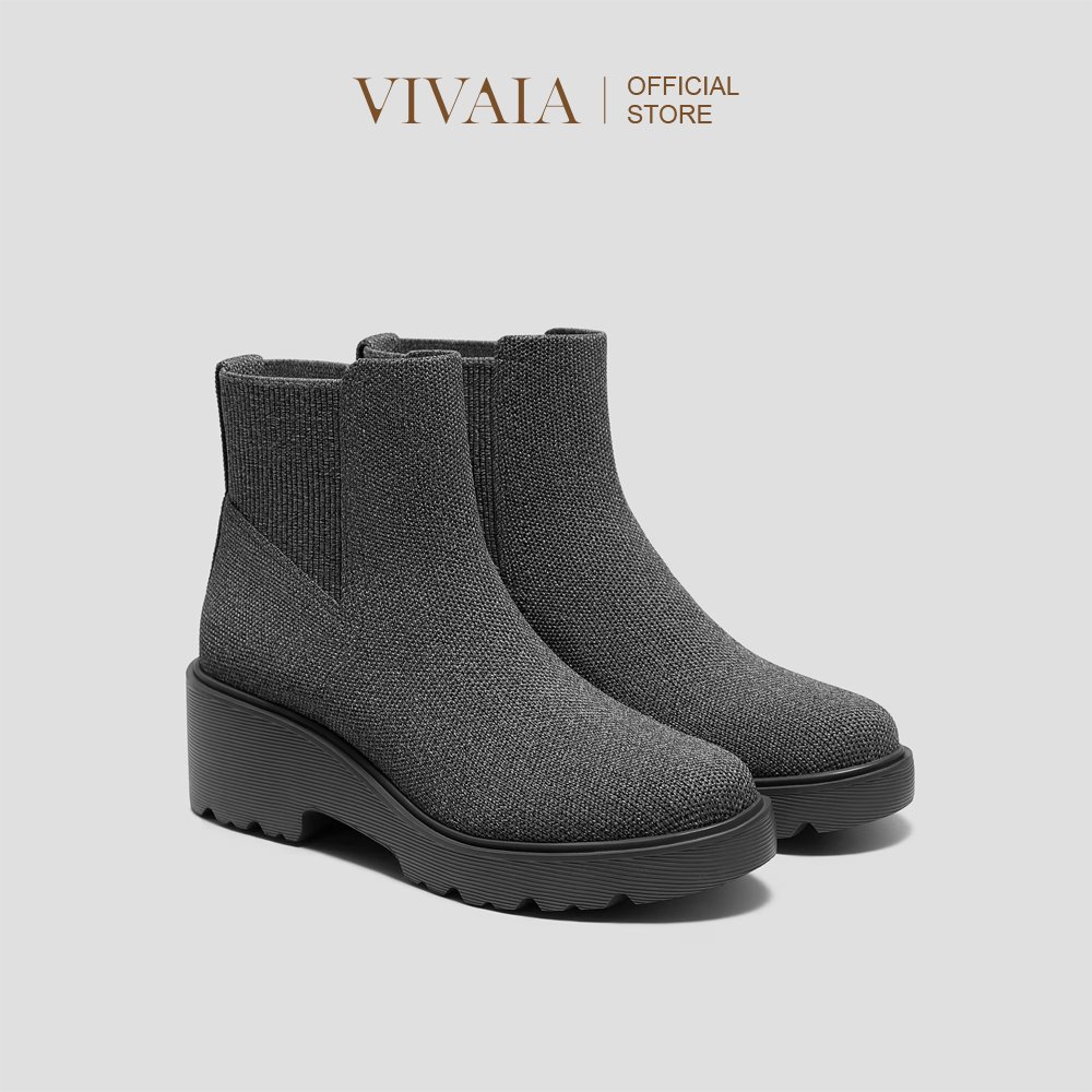 Jual VIVAIA Sepatu Wanita Round-Toe Platform Chunky Wedge Boots (Everly ...