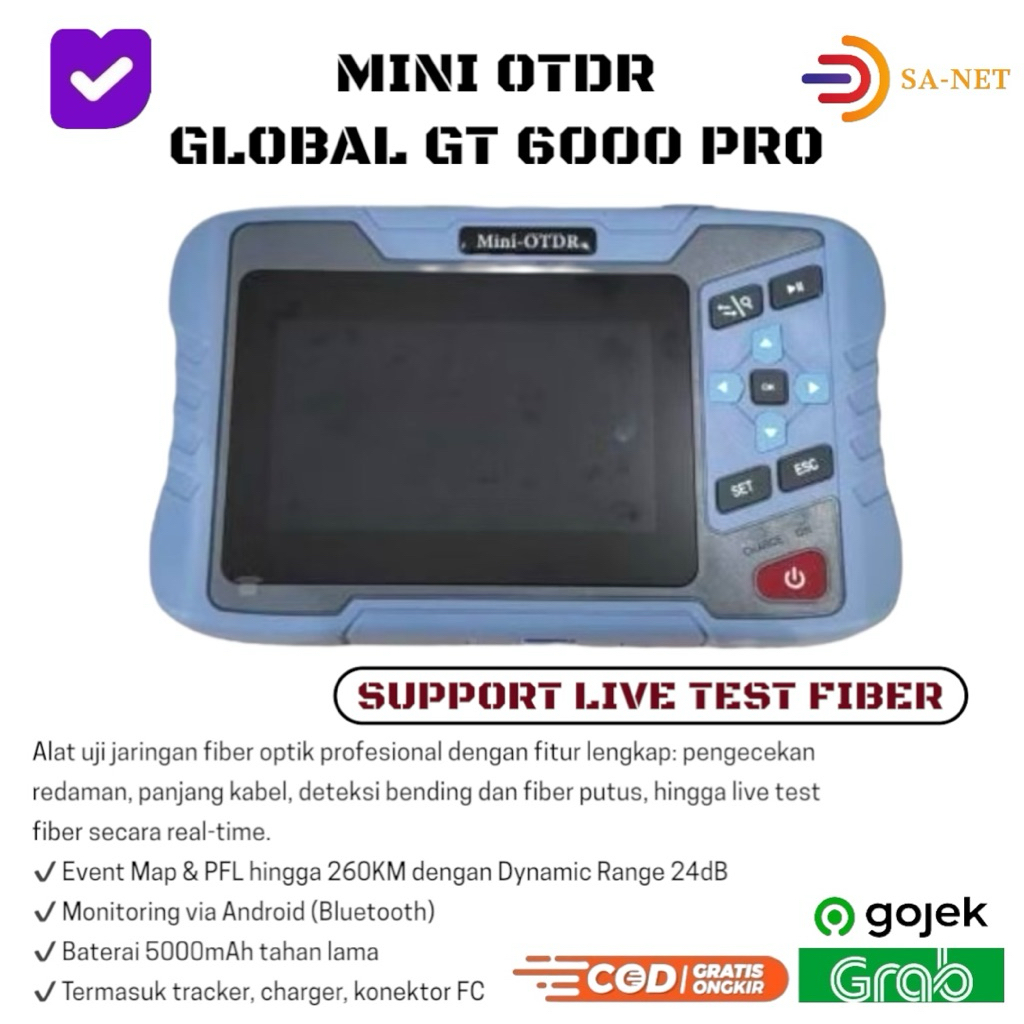 Jual Mini OTDR GLOBAL GT 6000 PRO 260KM Live Test Fiber Bluetooth ...
