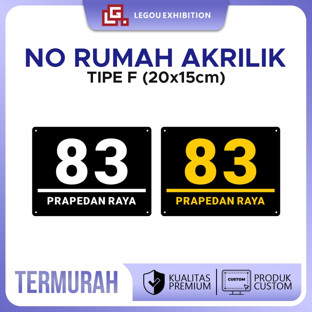 Jual TIPE F Papan Nomor Rumah Akrilik Minimalis Aesthetic / Nomer Rumah ...