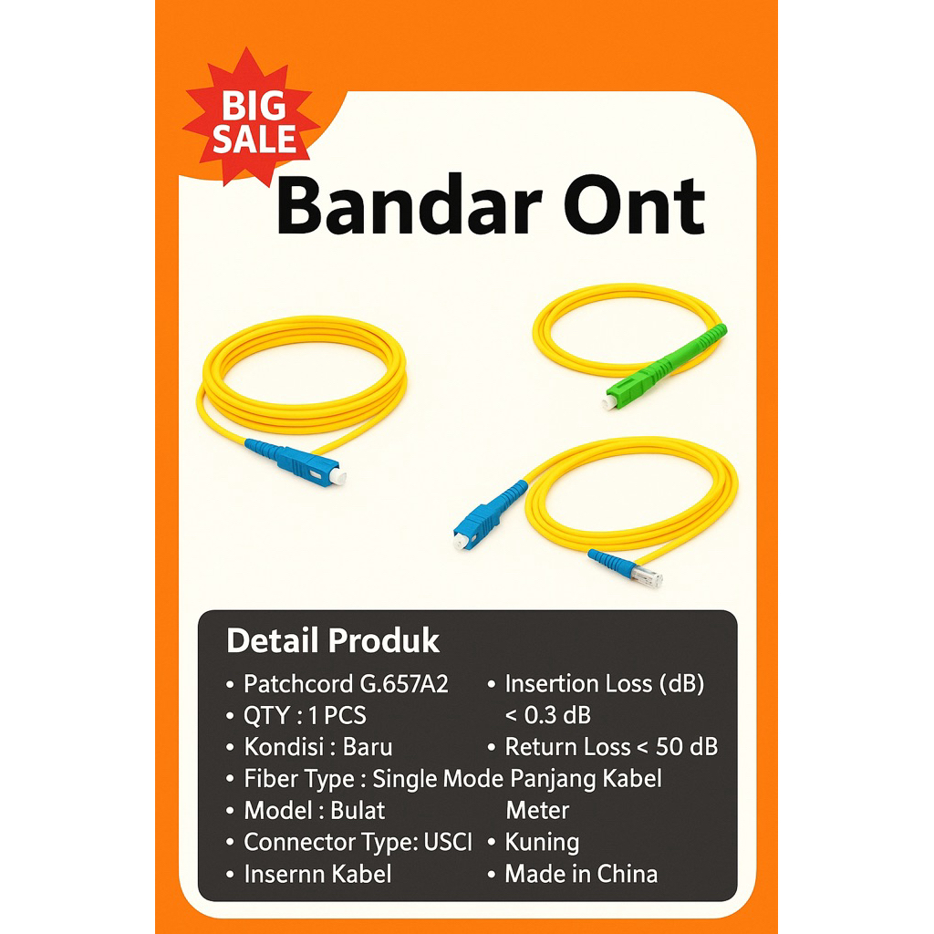 Jual Kabel Patchcord Fiber Optic Warna Kuning Variasi Hijau/Biru ...