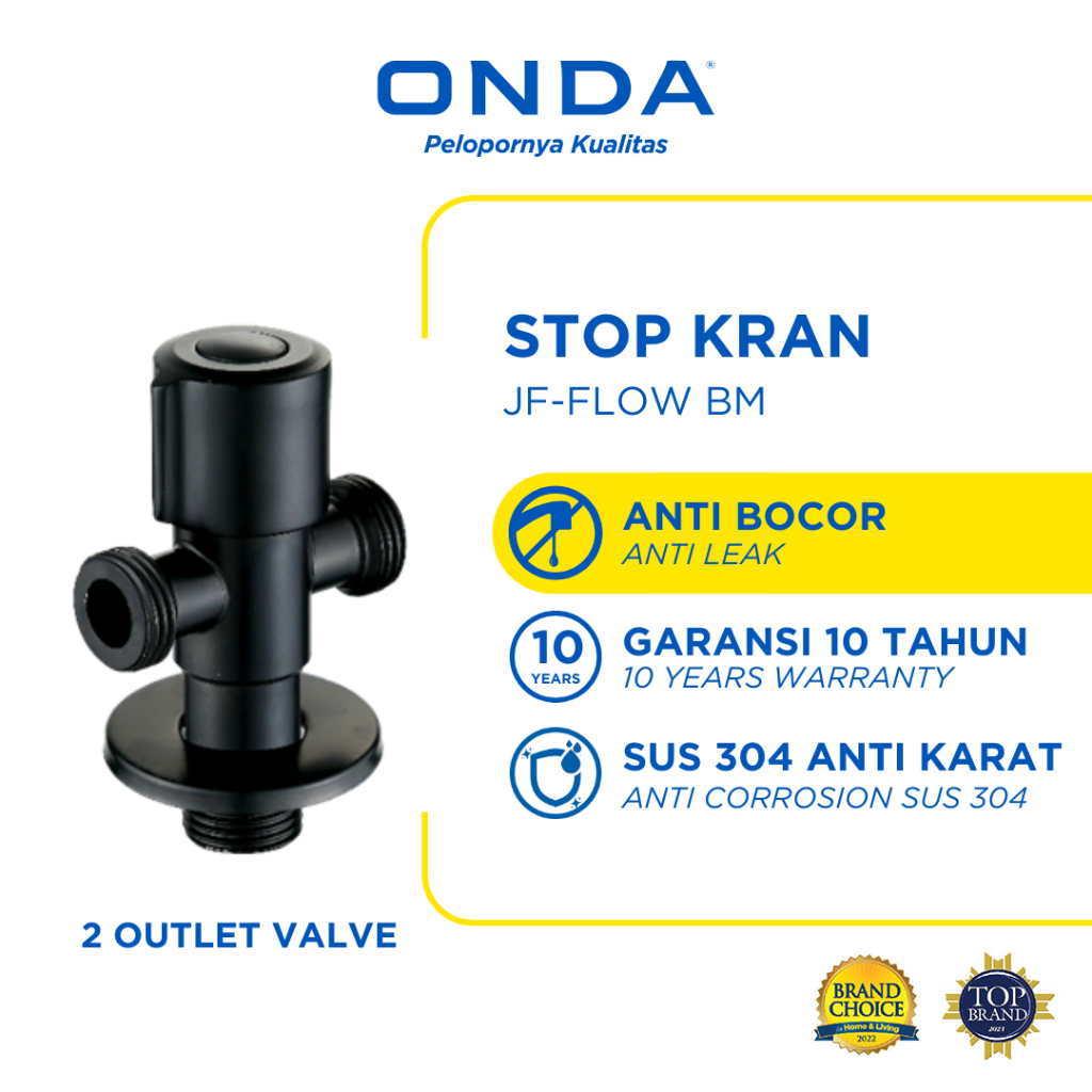 Jual ONDA Stop Kran Toilet 2 Cabang 1/2 In Kran Kloset Cabang 2 Arah ...