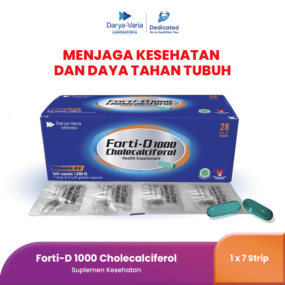Jual Forti-D 1000 Cholecalciferol (1 Box isi 7 Strip) - Suplemen ...