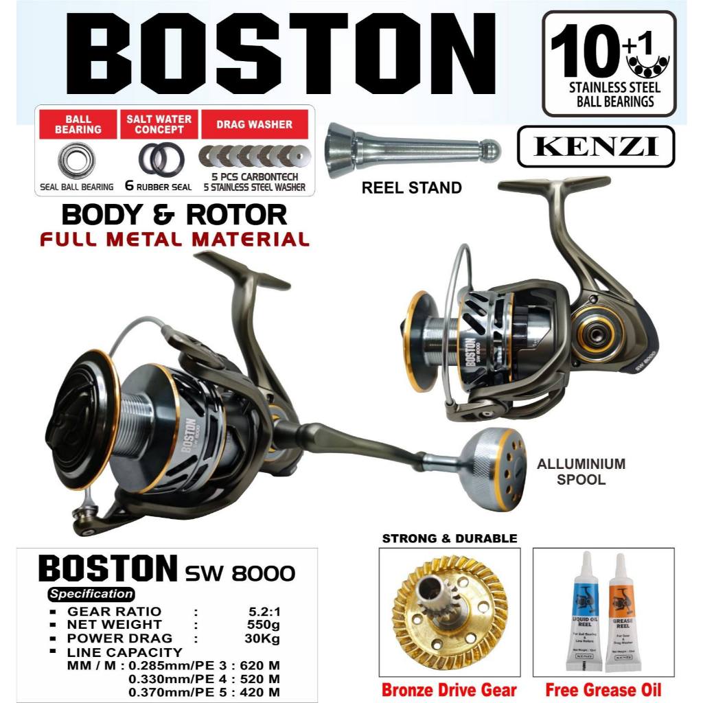 Jual Reel SPINNING KENZI BOSTON SALTWATER SW 8000 (POWER HANDLE ...