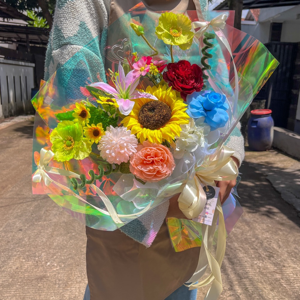 Jual Thumbelina Bouquet Hologram Buket Bunga Artificial | Shopee Indonesia