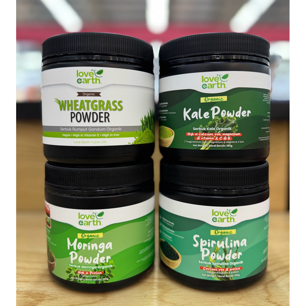 Jual love earth organic powder wheatgrass 185g / kale / moringa ...