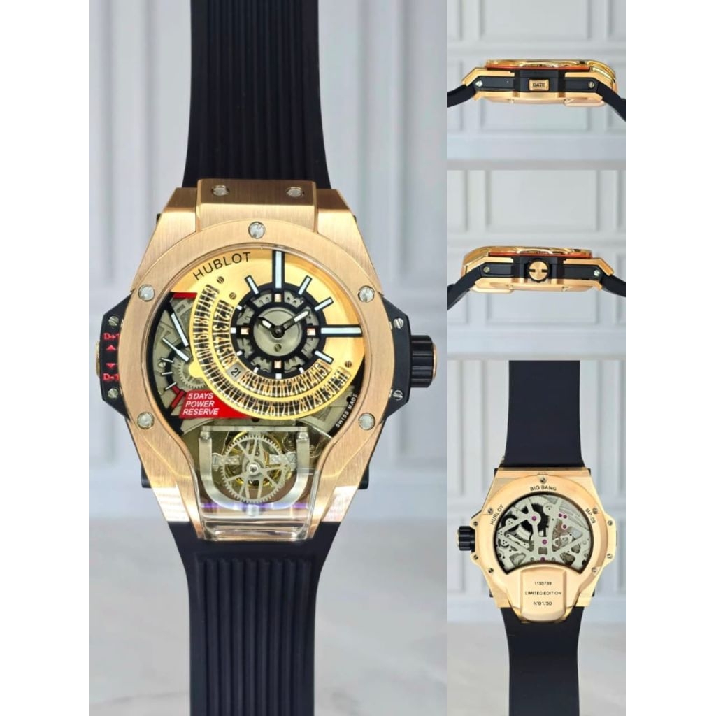 Jual Jam tangan pria HB Automatic Skeleton Turbillon Stainless Stell ...