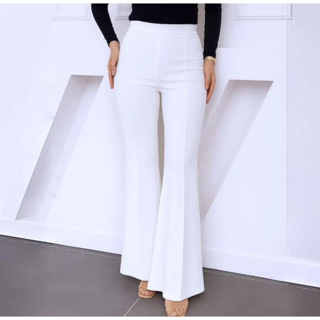 Jual celana wanita Cutbray Flare Pants Scuba Premium Bahan Stretch ...