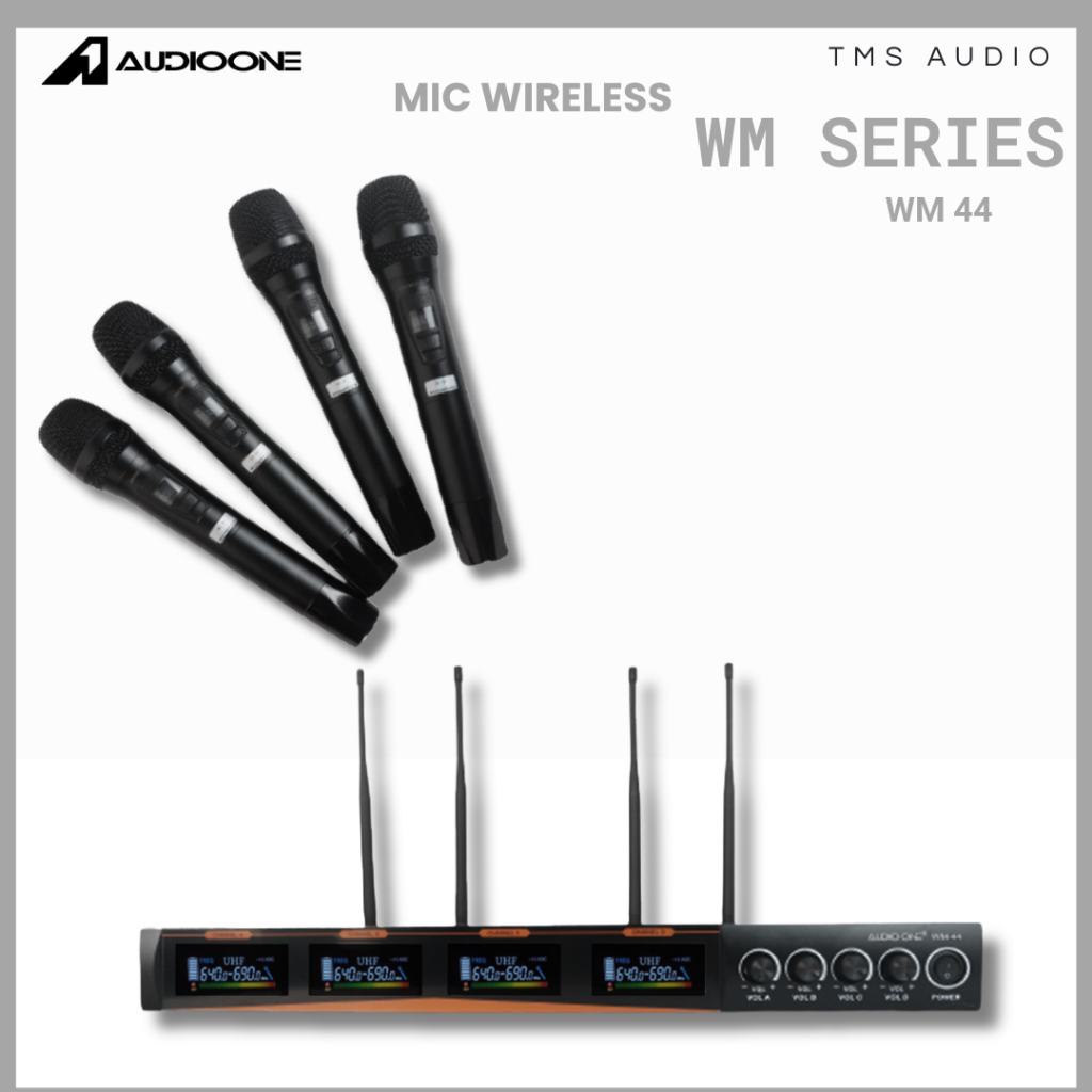 Jual Microphone Wireless Audio One WM 44 Mic Dynamic 4 Channel Jarak ...