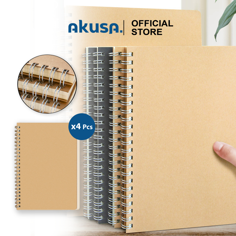 Jual AKUSA Spiral Book Set 4pcs A5/B5 60 Lembar Buku Catatan Diary ...