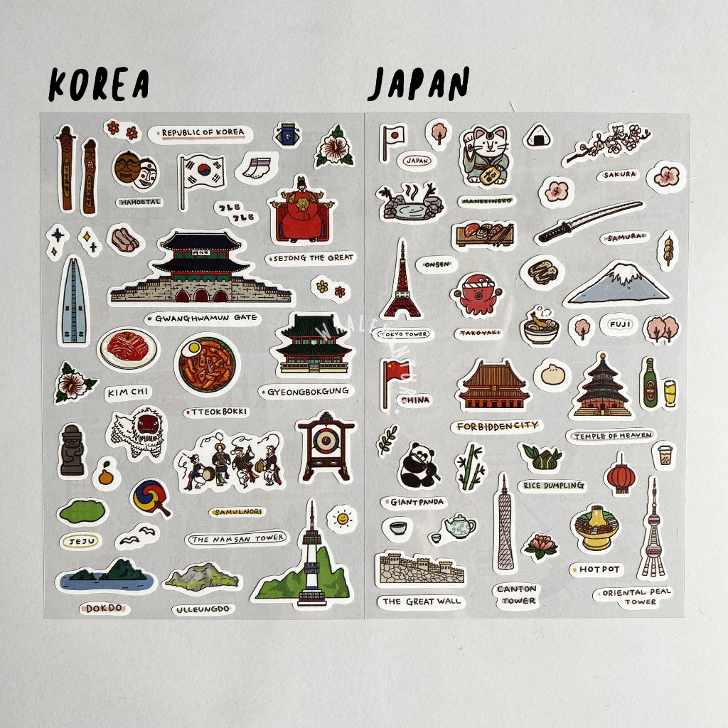 Jual Sticker - TRAVEL JAPAN KOREA USA FRANCE | Travelling Country ...