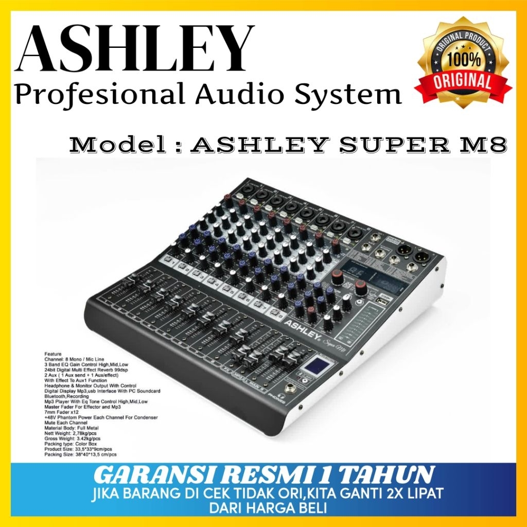 Jual Mixer Ashley Super M8 Original Mixer Ashley 8 Channel Bluetooth ...