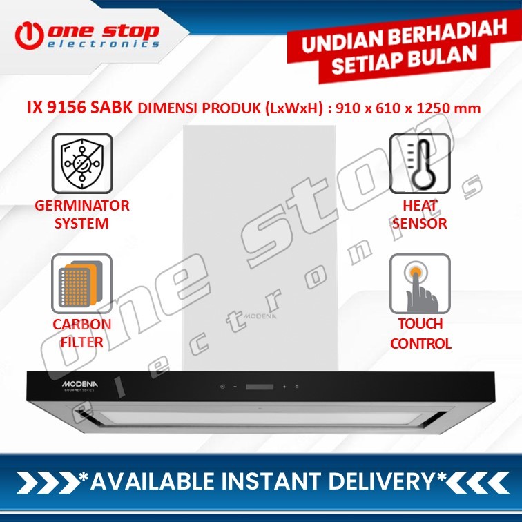 Jual MODENA IX 9156 SABK / IX9156 SABK Island Cooker Hood 90cm | Shopee ...