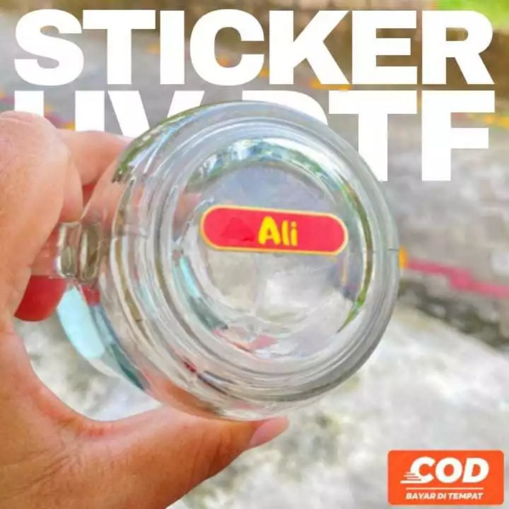 Jual Stiker Gelas Sendok Piring | Efek 3D Nyata | Stiker UV DTF Custom ...
