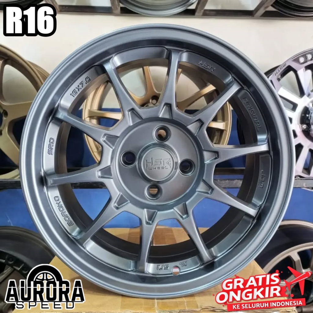 Jual Velg racing HSR BOROKO SRD R16 PCD 4X100 Grey Pelek mobil ring 16 ...