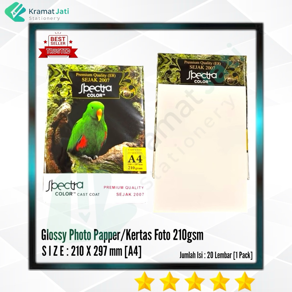 Jual SPECTRA Kertas Foto/Glossy Photo Papper 210 20 Lembar [1 Pack ...