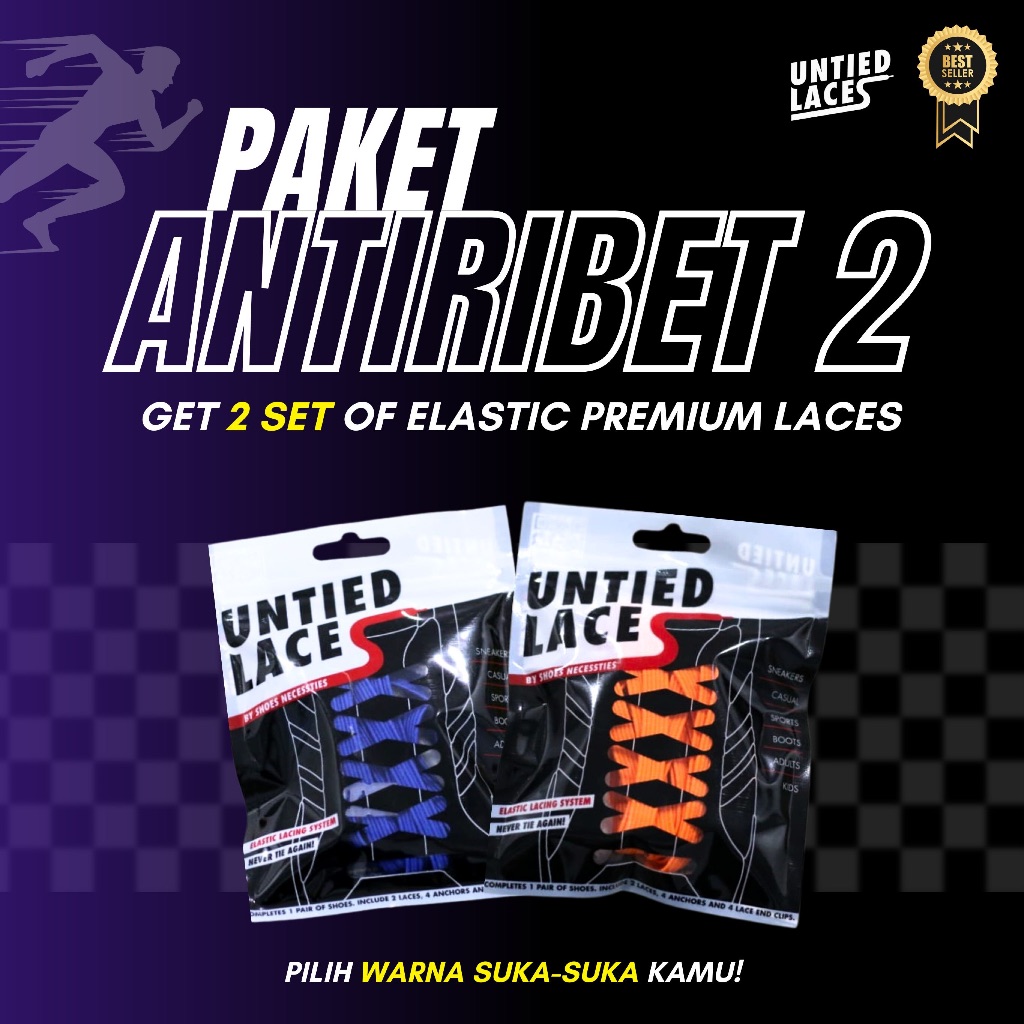 Jual UNTIED LACES (PAKET Anti Ribet 2) Tali Sepatu Elastis Premium ...