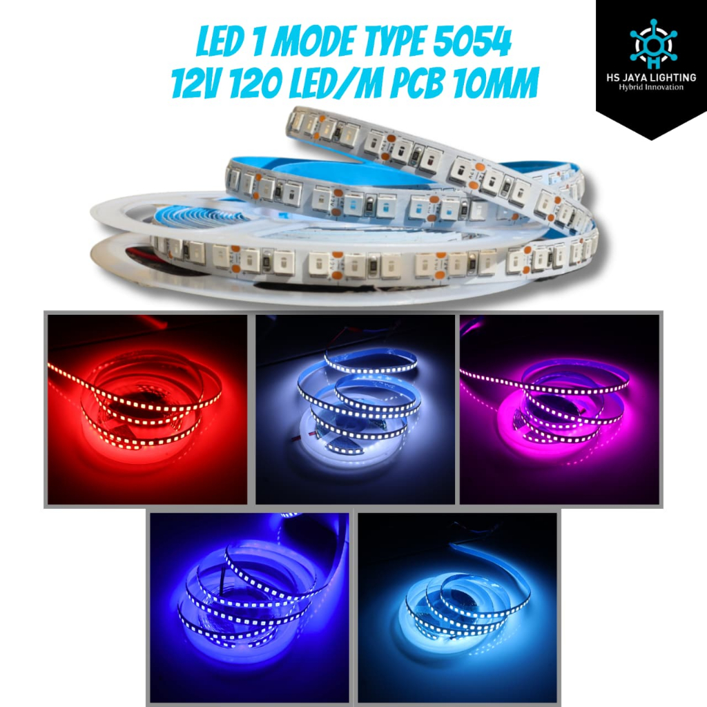 Jual LED 1 MODE TYPE 5054 12V PCB 10mm 120 LED/M ( HARGA PER 5 METER ...
