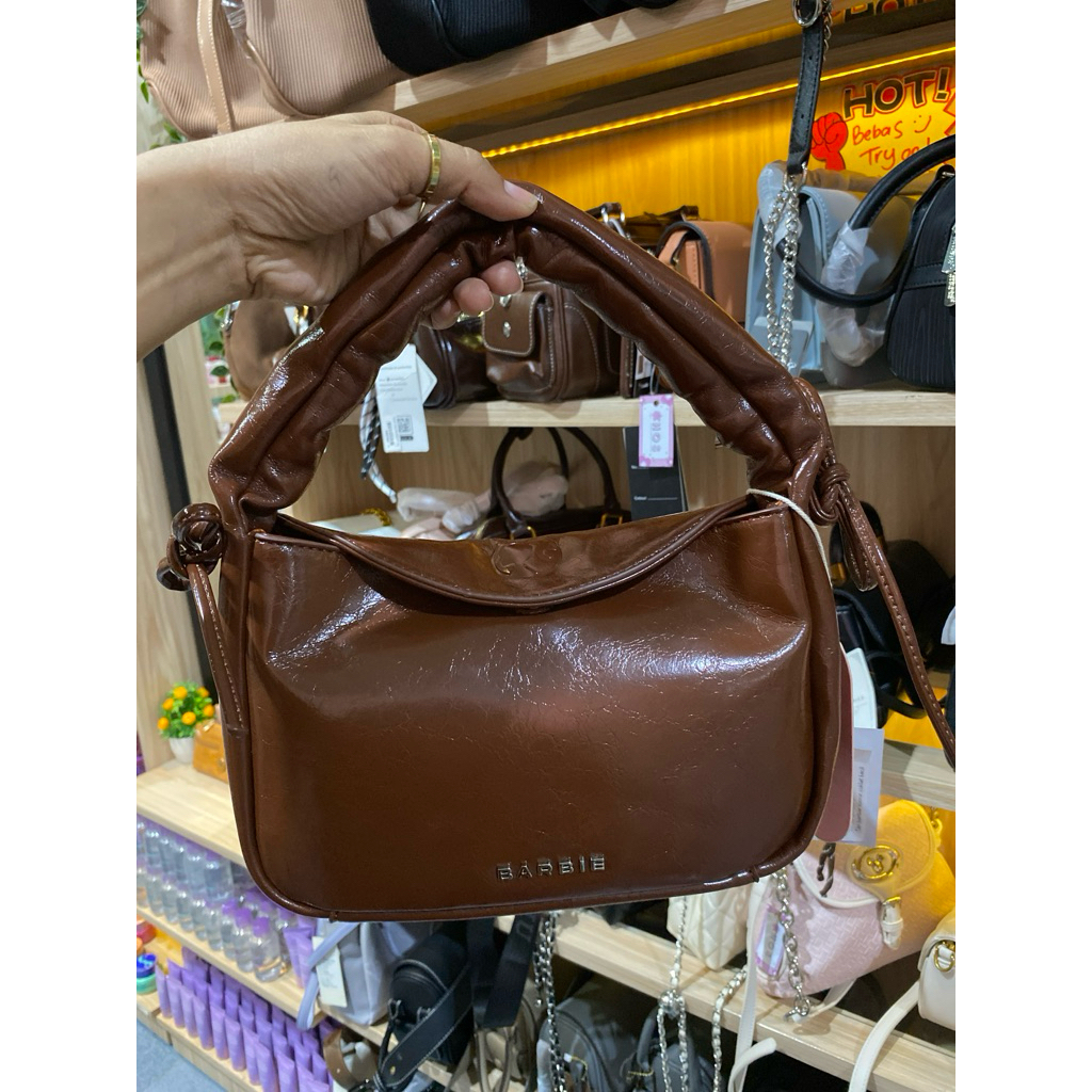 Jual Tas Barbie Kuncir Pita Slingbag Coklat cute free box | Shopee ...