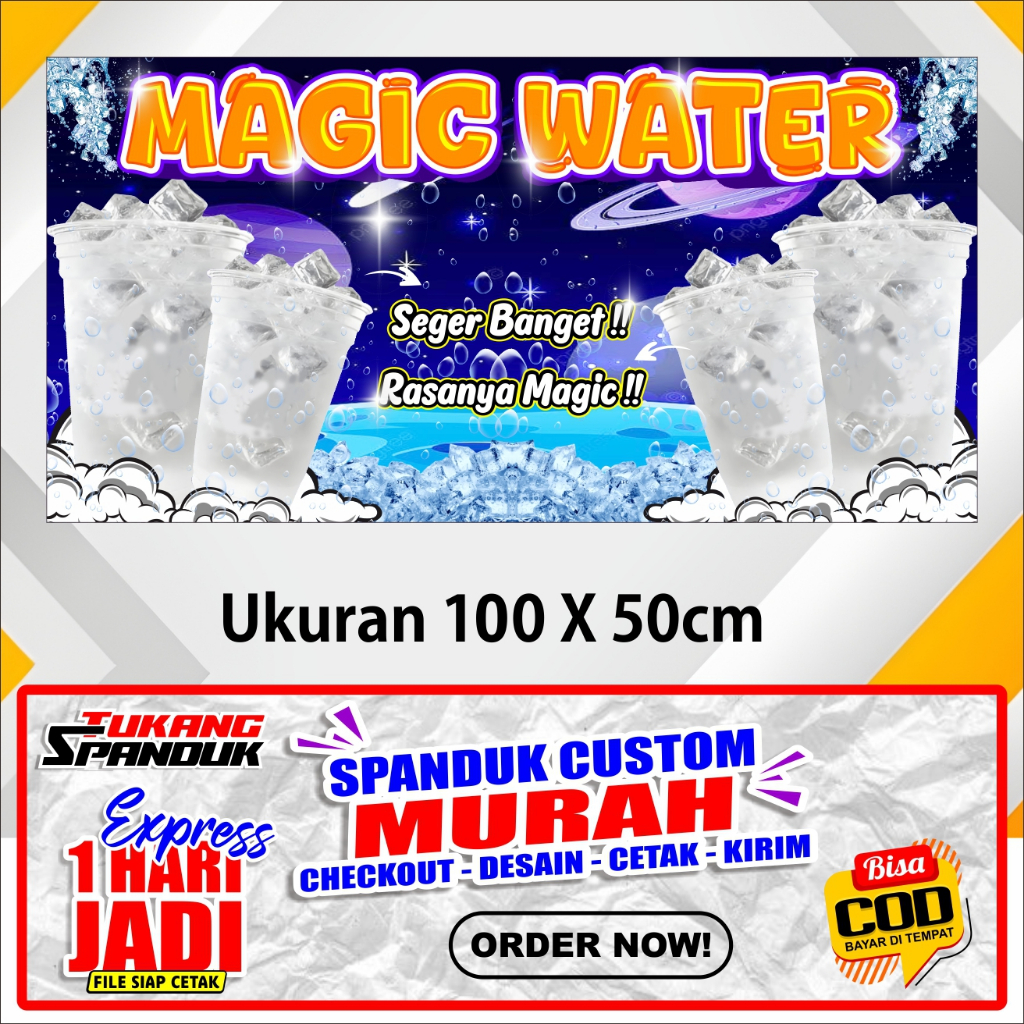 Jual Banner MAGIC WATER, Spanduk MAGIC WATER ukuran 100X50 cm, COD ...