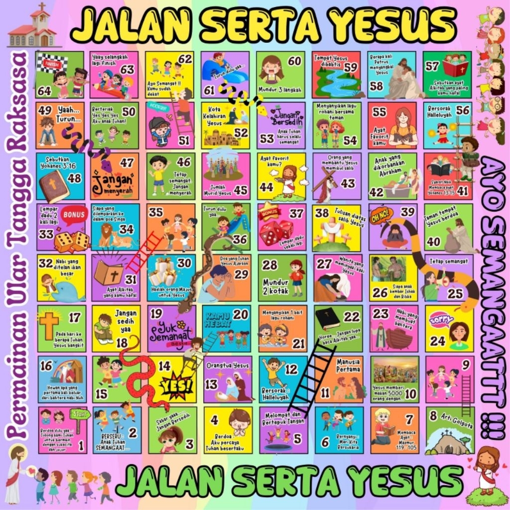 Jual Madebynie | Ular Tangga Raksasa Jumbo Kristen | Mainan Edukasi ...