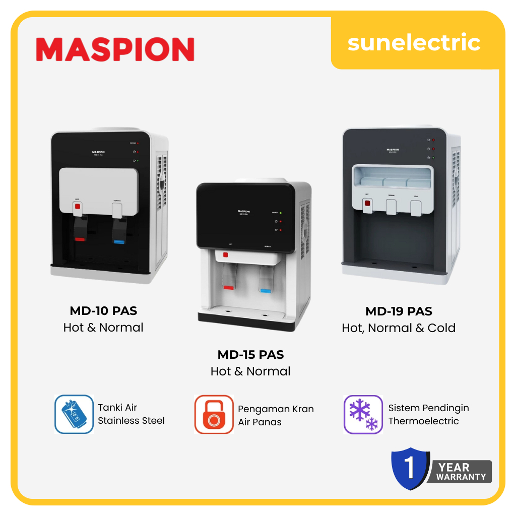 Jual Maspion Dispenser Portable Hot, Normal & Cold MD-10 PAS / MD-15 ...