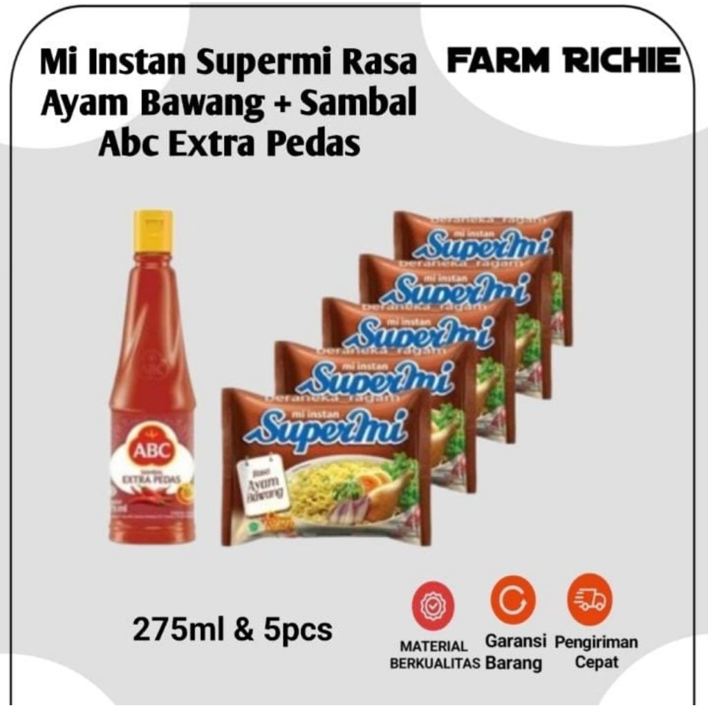 Jual Mie Instan Supermie Rasa Ayam Bawang 5 Pc + Sambel Abc Exstra ...