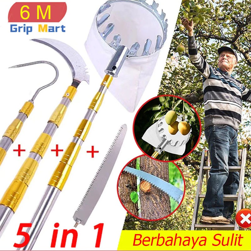 Jual 5 In 1 Alat Pemetik Buah Untuk Petik Buah Metal Fruit Picker Teleskopik Jaring Buah Pemetik ...