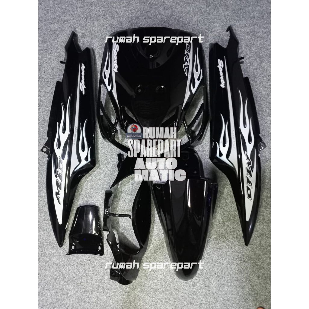 Jual Cover Full Body Yamaha Mio Smile Warna Hitam Striping Api ...