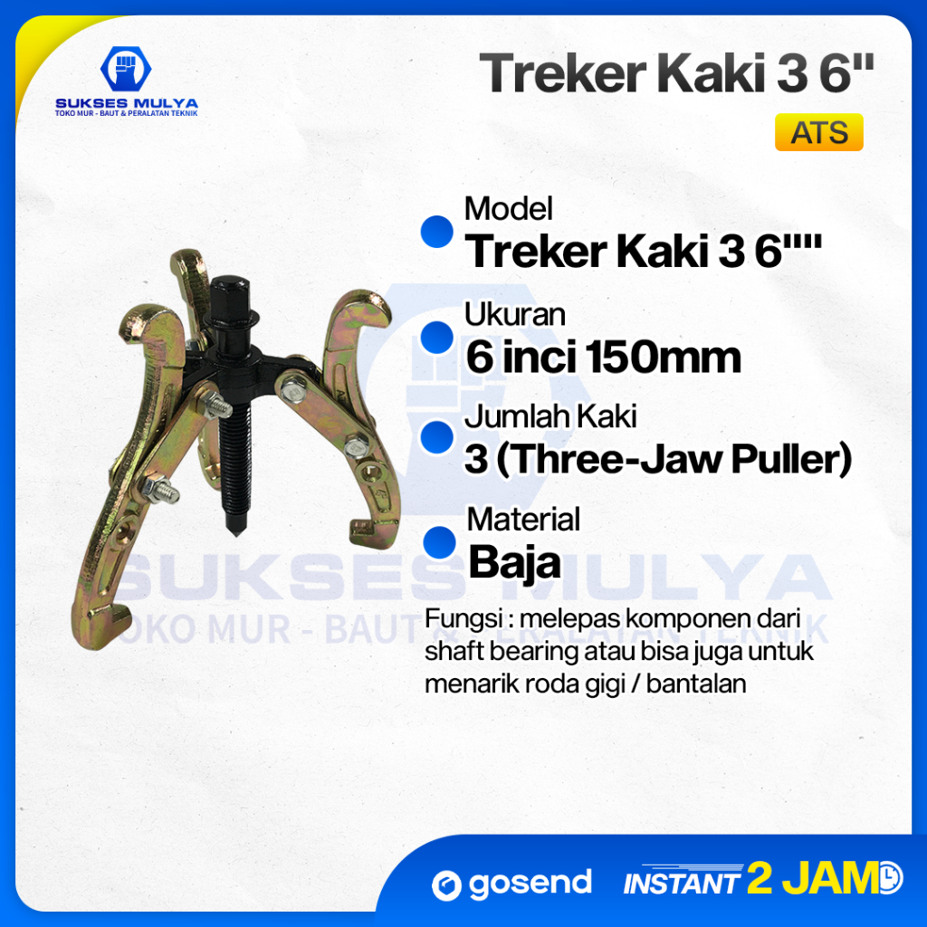 Jual Treker Kaki 3 ATS 6" / Treker Bearing 6" Three Arm Puller ATS ...
