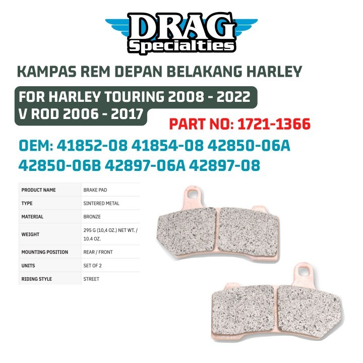 Jual KAMPAS REM DEPAN BELAKANG HARLEY FOR HARLEY TOURING 2008 - 2022 V ...