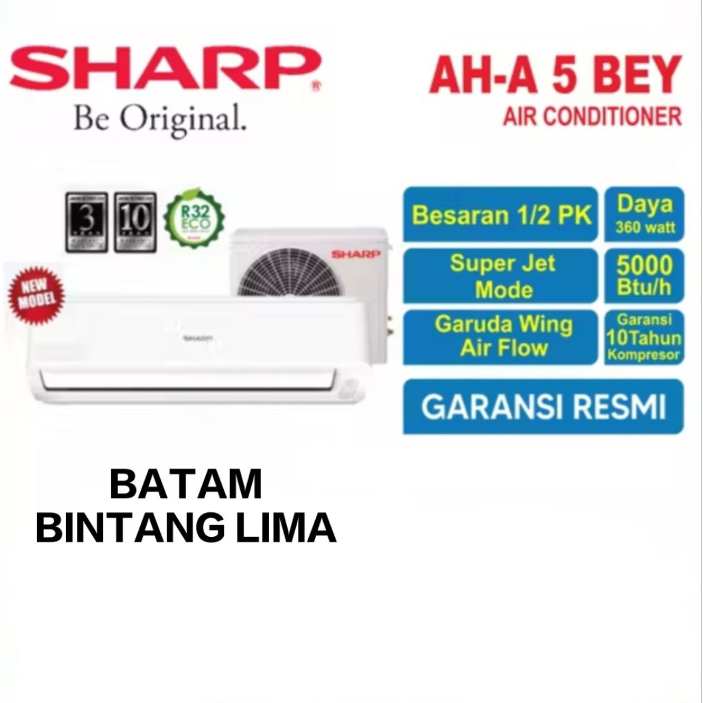 Jual AC SHARP 1/2 PK 0.5 PK AH-A5BEY / A5BEY2 AIR CONDITIONER 360 WATT ...