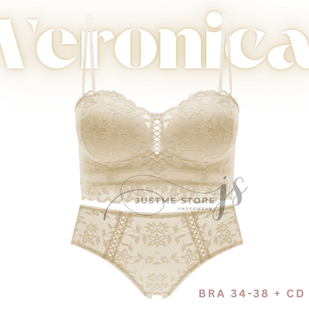 Jual VERONICA Bra Set (BRA + CD) Renda Tanpa Kawat Push Up Size 34-38 ...
