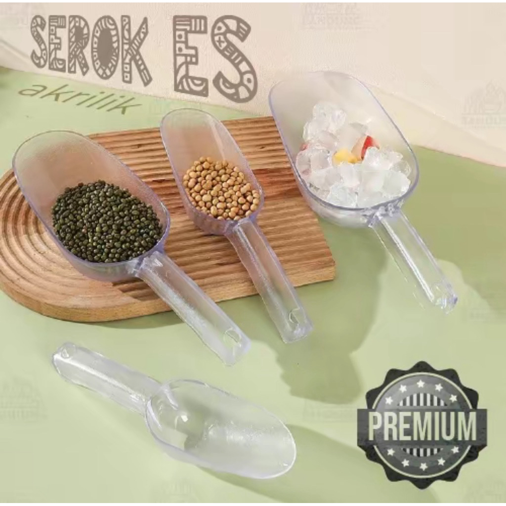 Jual sekop es batu akrilik TEBAL FOOD GRADE / sendok sekop es batu biji ...
