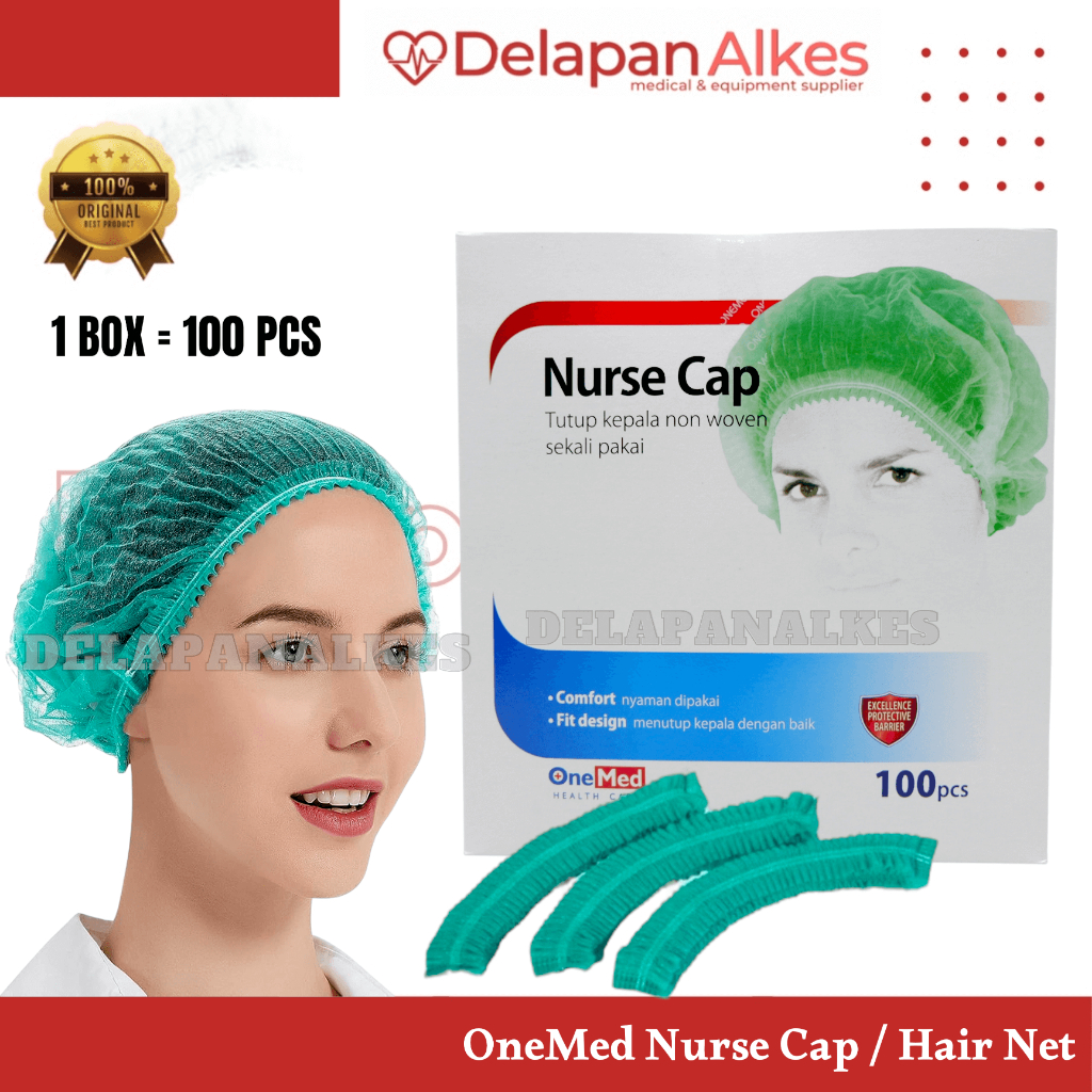 Jual OneMed / OneHealth Nurse Cap isi 100 Pcs Hair Net Hijau Medis ...
