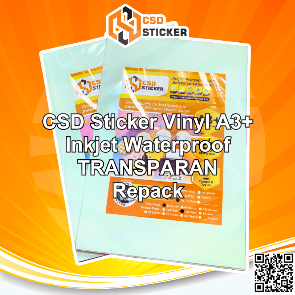 Jual NEW CSD Sticker Vinyl Inkjet White Gloss, White Matte Transparan ...