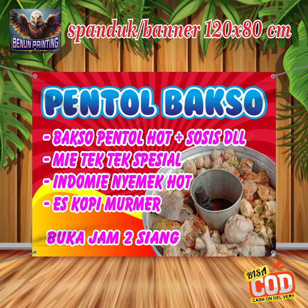 Jual Cetak Spanduk Banner Bakso Pentol Custom Free Desaint 120x80 Cm ...