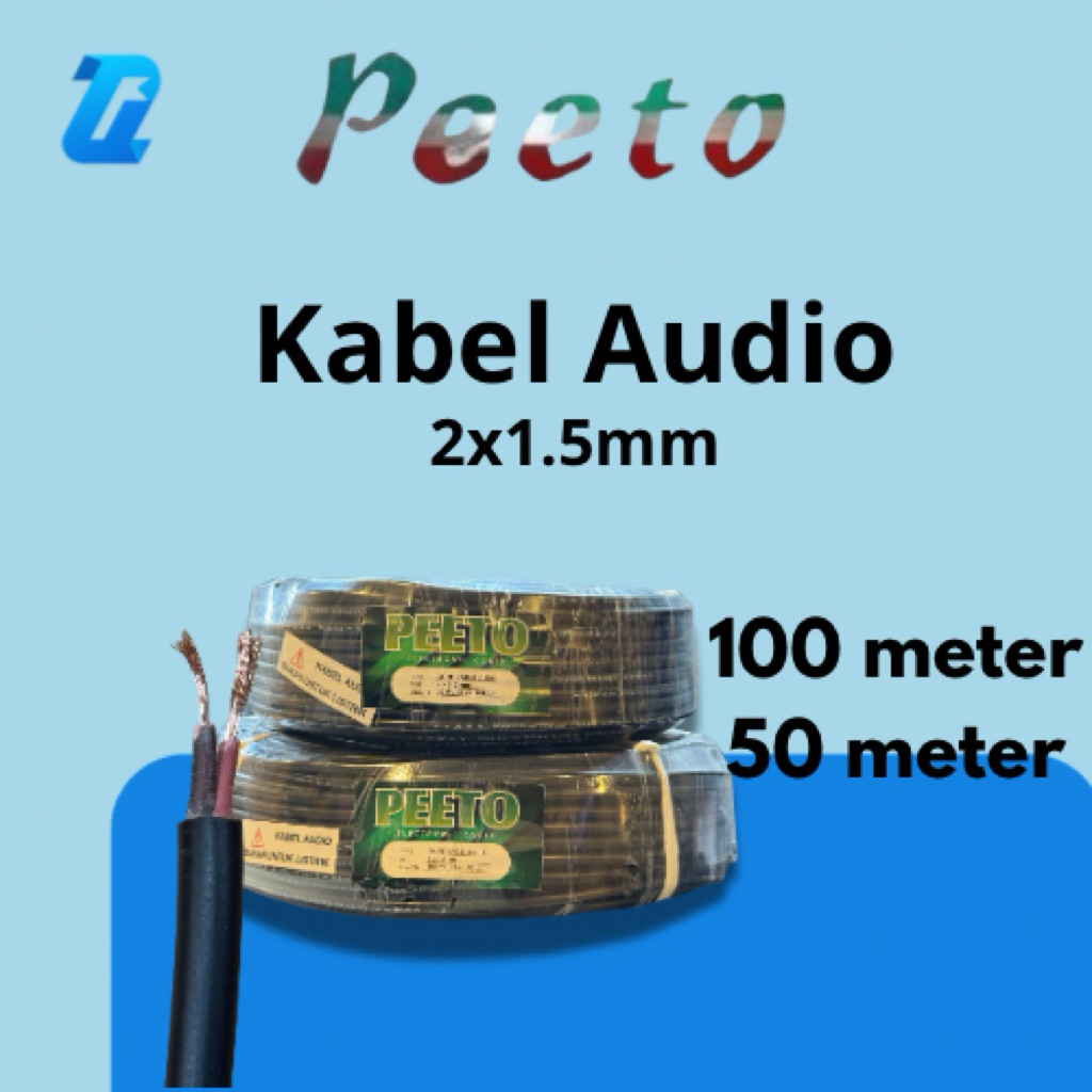 Jual Kabel Speaker Audio PEETO 2x1.5mm Hitam – Gulungan 50m & 100m ...