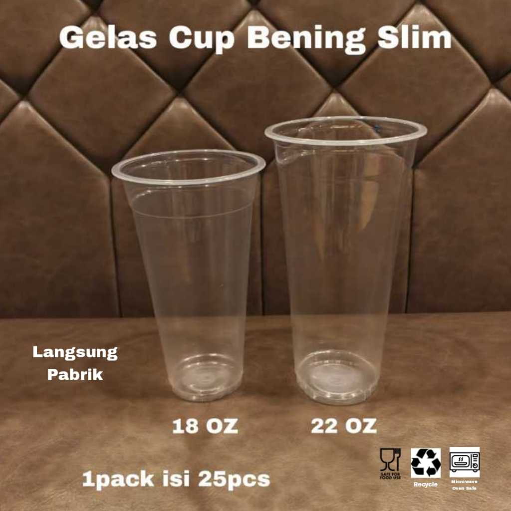 Jual Gelas Plastik Cup Bening Slim 18 oz 22 oz Tip Top(25PCS) | Shopee ...