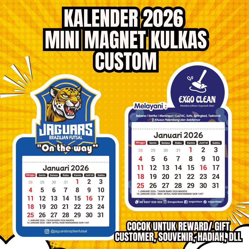 Jual PROMO KALENDER MINI MAGNET KULKAS CUSTOM 2026-GIFT CUSTOMER ...