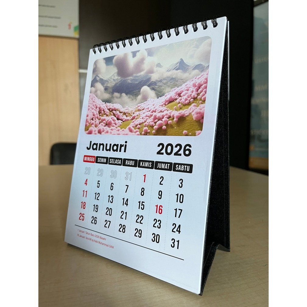 Jual Cetak Kalender Meja 2026 13 Lembar 1 Muka | Penyangga Linen Custom ...