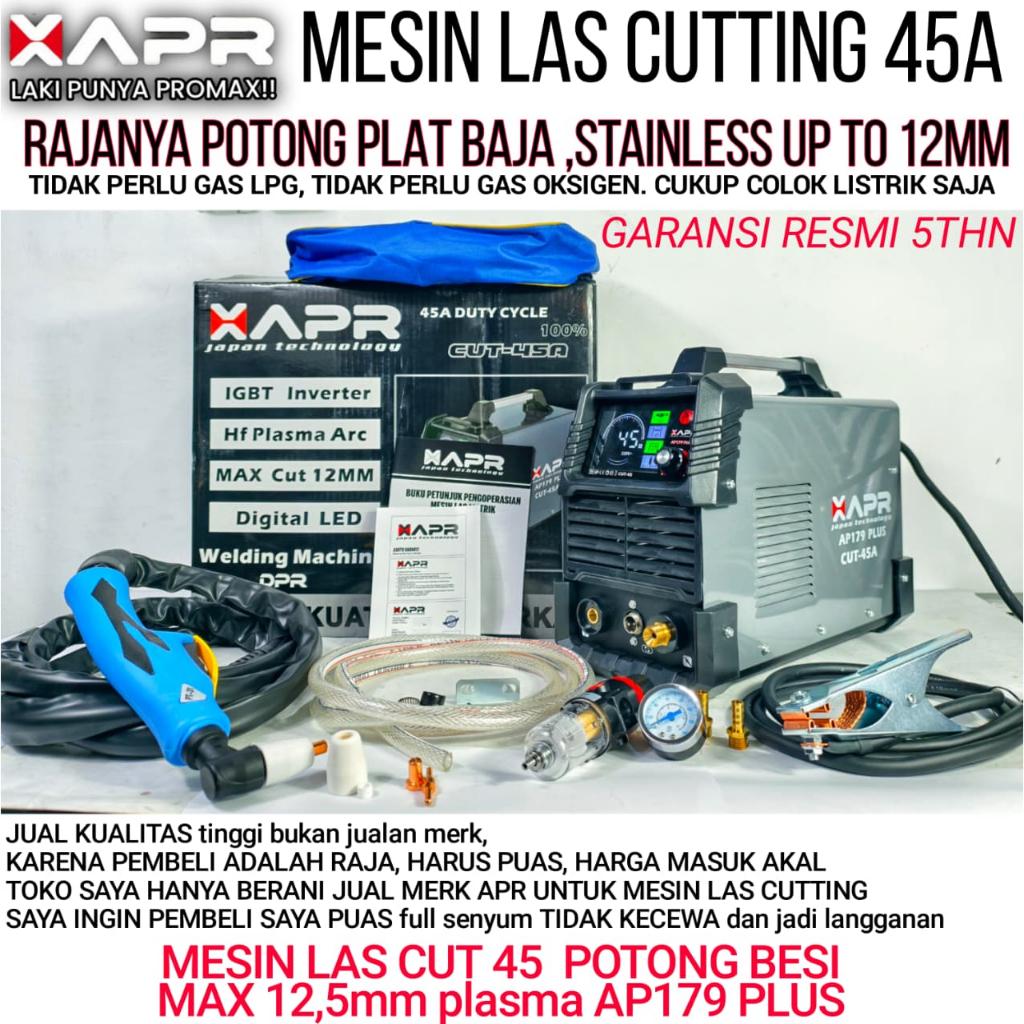 Jual APR MESIN LAS CUTTING PLASMA 45A 12mm potong plat baja besi ...