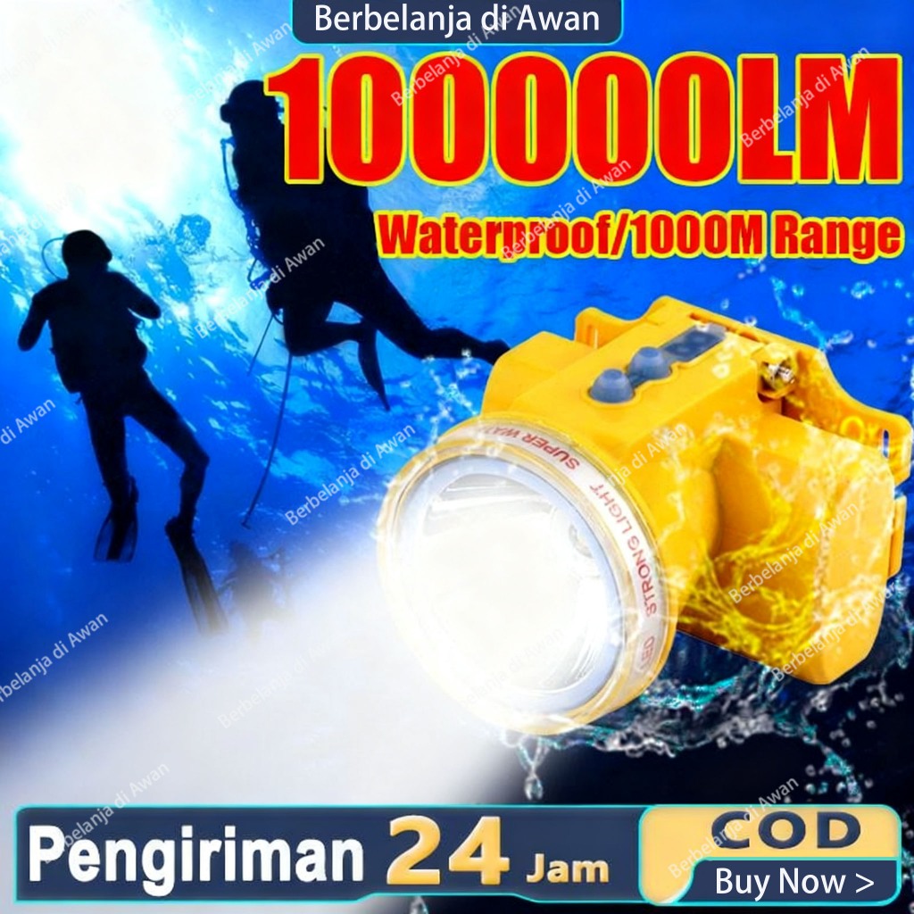 Jual Senter Kepala Selam 100Watt Hi Tech LED Super Terang Waterproof ...