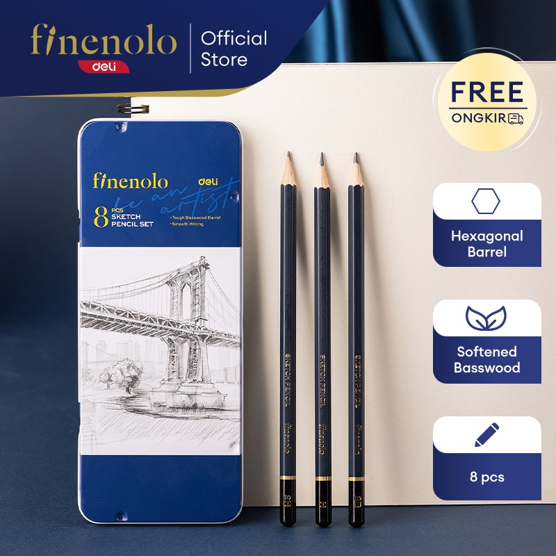 Jual Finenolo Sketch Pencil Set / Pensil Sketsa / Pensil Gambar isi 8 ...
