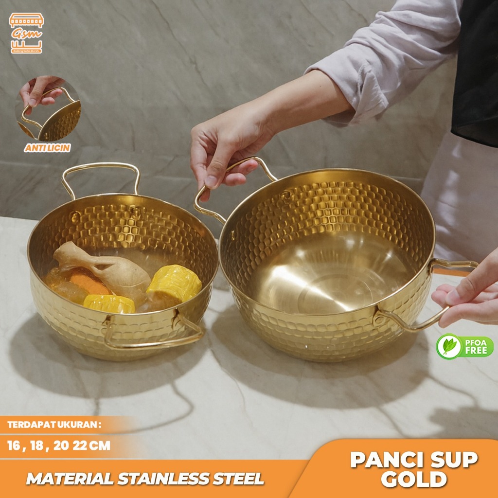 Jual GSM Panci Soup Tebal Gold Bahan Stainless Steel Anti Gores Cocok ...