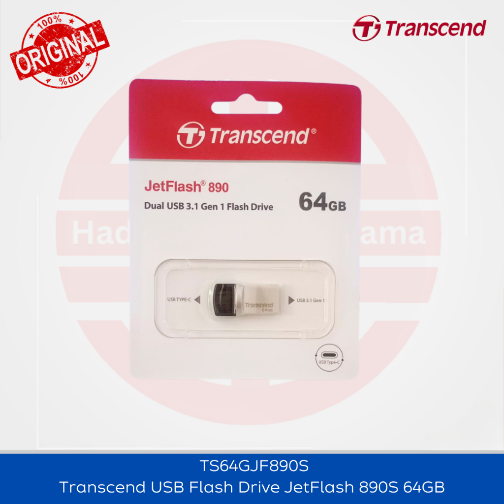 Jual Transcend JetFlash 890 OTG Flash Drive 64GB dengan USB3.1 dan USB ...