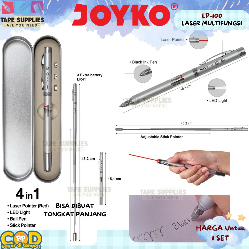 Jual Joyko LP-100 Laser Pointer Multifungsi 4 in 1 – Pulpen, LED Light ...