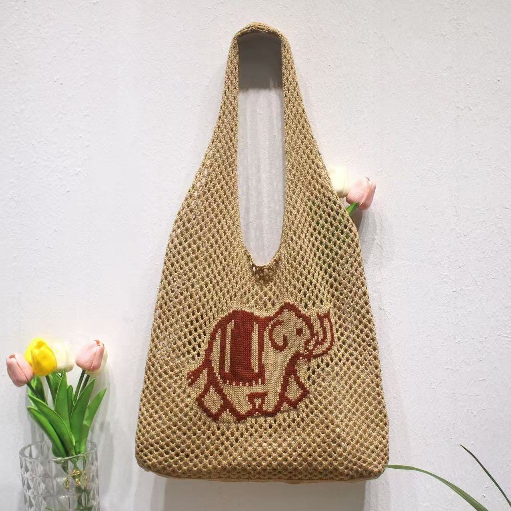 Jual Tas Rajut Tangan - Tas Totote Katun Rajut Lubang, Desain Simpel ...