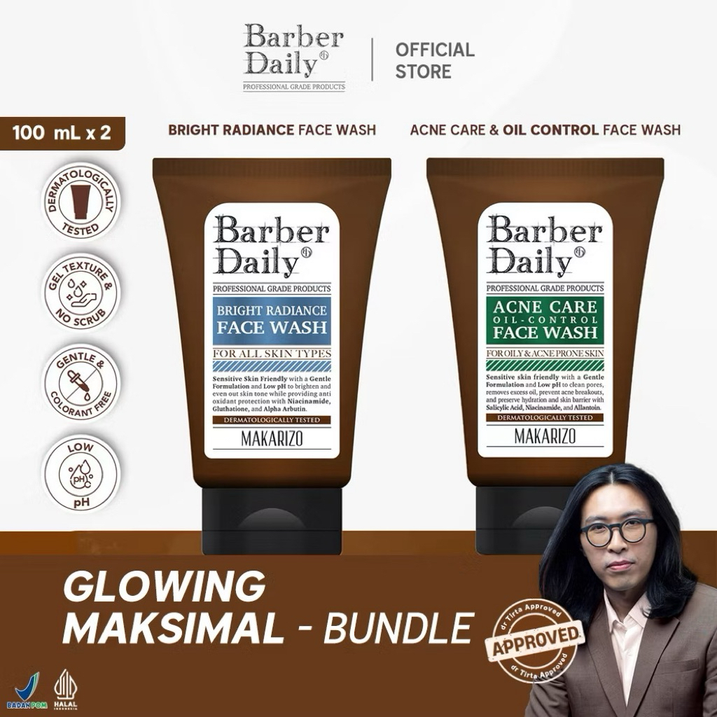 Jual MAKARIZO - BARBER DAILY FACEWASH BRIGHT & ACNE (100 ml) / Sabun ...